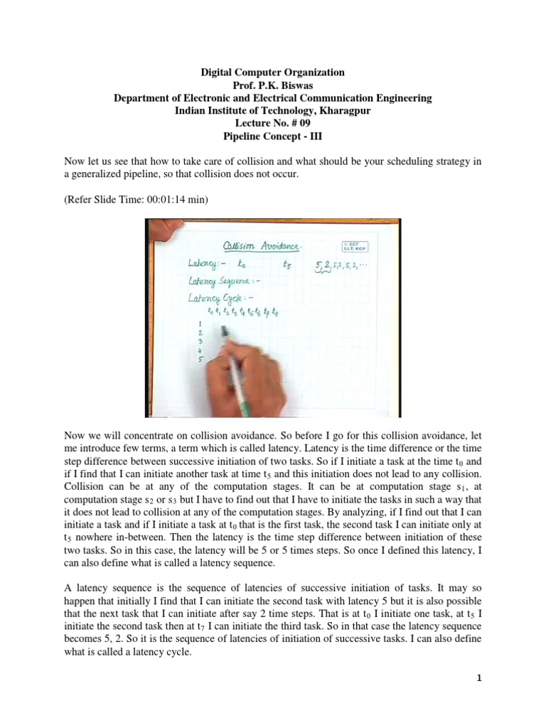 Pipeline Concepts - Collision Avoidance | PDF | Scheduling (Computing) | Computer Engineering