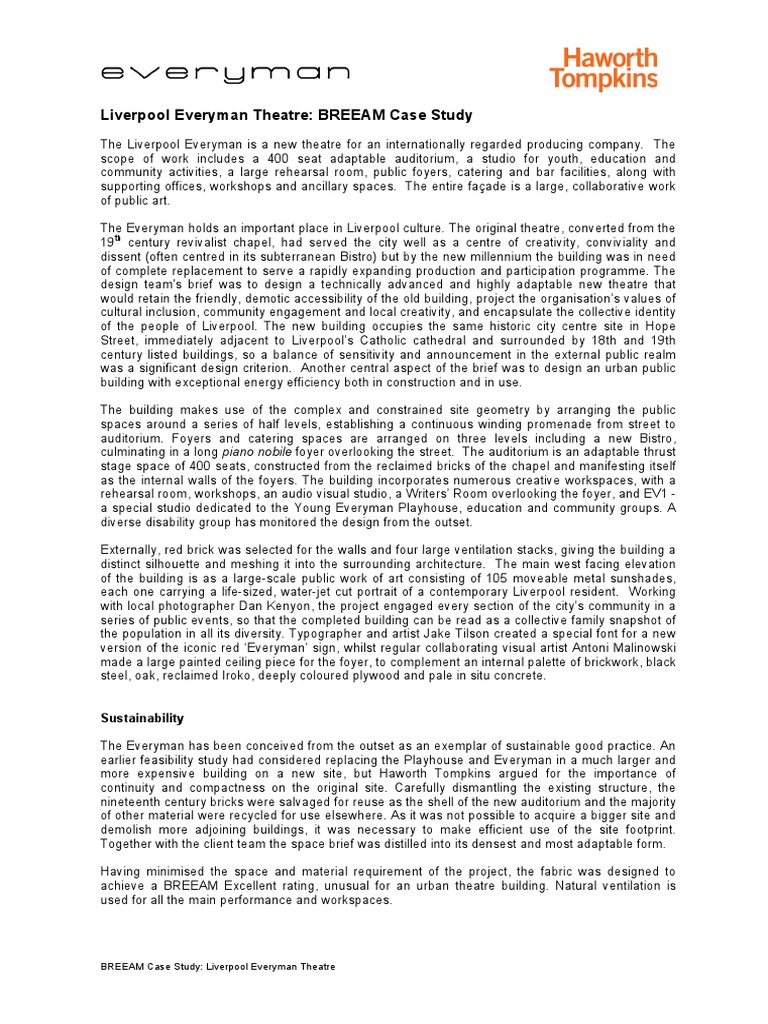 Liverpool Everyman Theatre: BREEAM Case Study: Sustainability | PDF | Ventilation (Architecture ...
