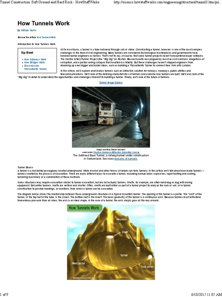 Tunnel Construction Pdf Tunnel Civil Engineering