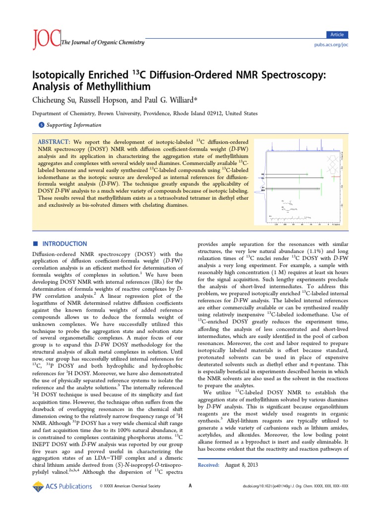 Isotopically Enriched Cdi Ffusion-Ordered NMR Spectroscopy: Analysis of ...