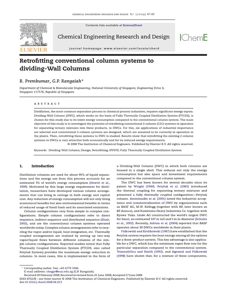 DWC Column Simulation | PDF | Distillation | Mathematical Optimization