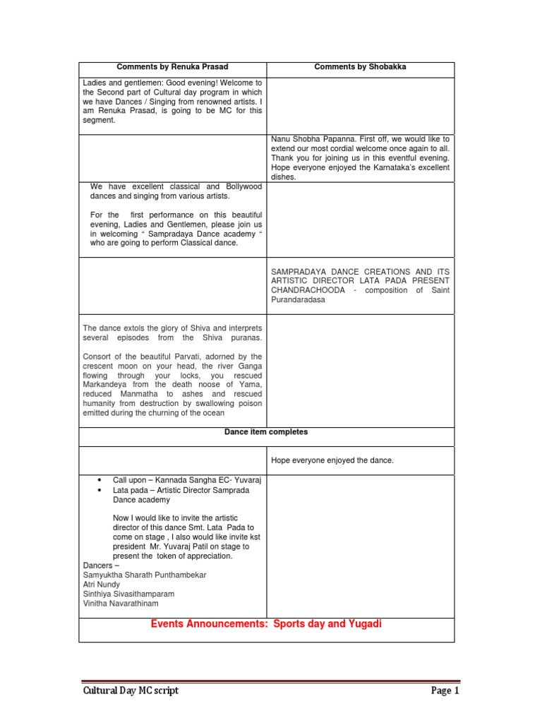 E-MC Cultural Day Script v2.0 Final | PDF | Hindu Mythology | Leisure