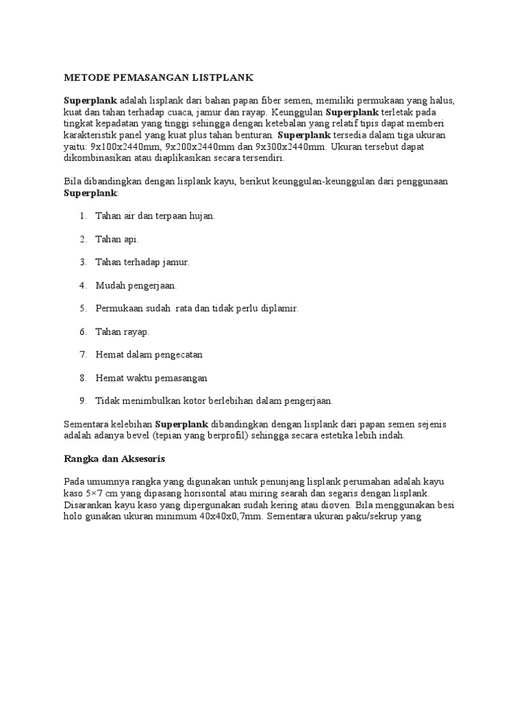 Metode Pemasangan Listplank | PDF