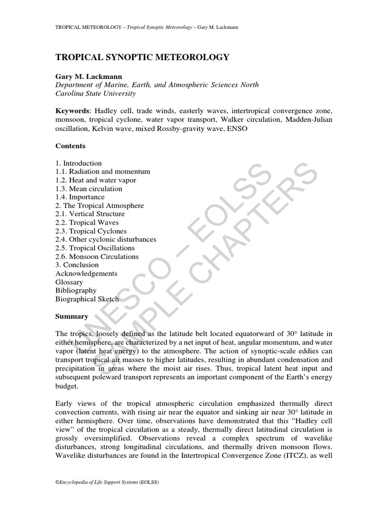 Unesco - Eolss Sample Chapters: Tropical Synoptic Meteorology | PDF | Atmospheric Circulation ...