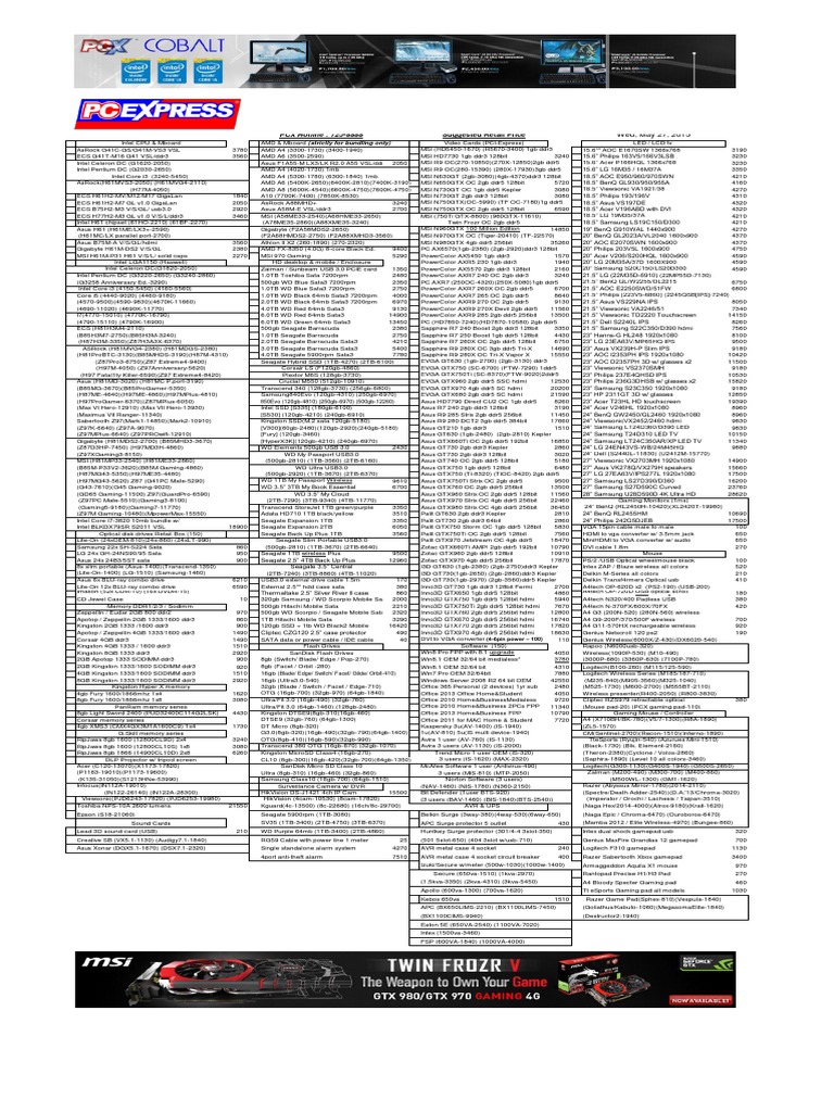 PCX Computer Hotline Pricing Guide | PDF | Laptop | Computer Hardware
