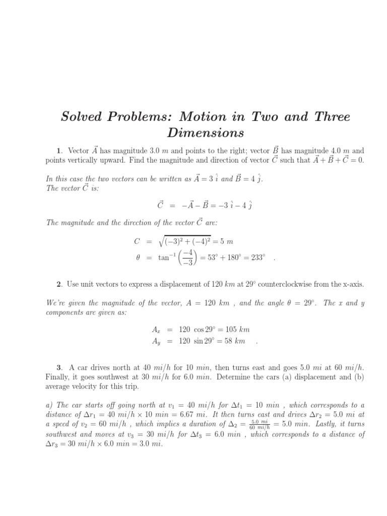 Solved Problems: Motion in Two and Three Dimensions | PDF | Euclidean ...