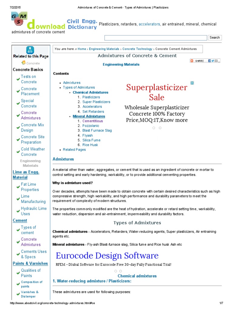 Admixtures of Concrete & Cement - Types of Admixtures _ Plasticizers ...