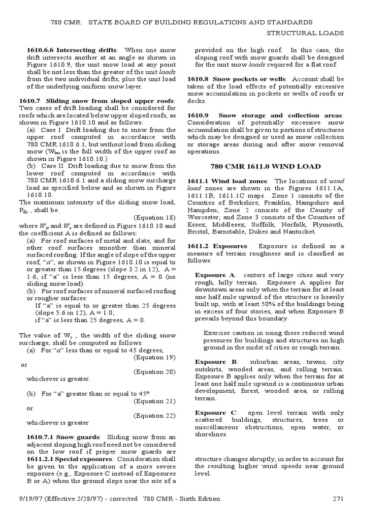 Massachusetts State Building Code wind and snow load standards | PDF ...