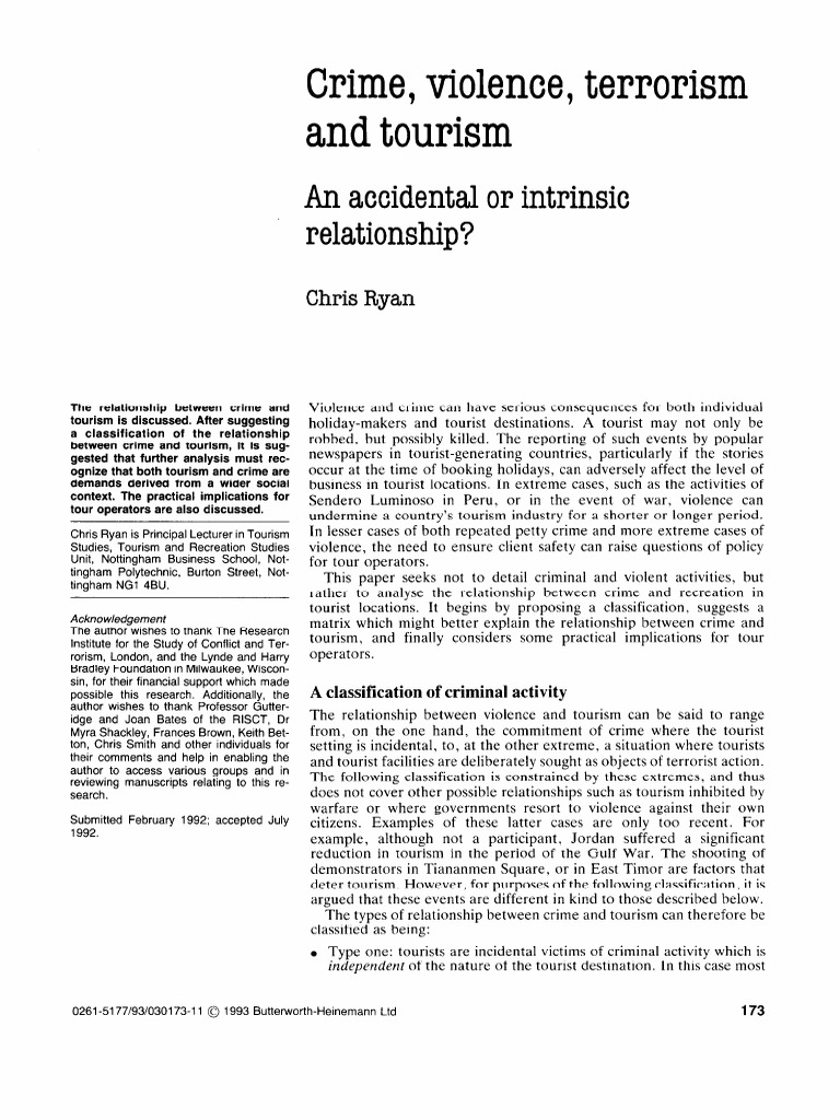 Taylor Crime in Tourism | PDF | Tourism | Crime & Violence