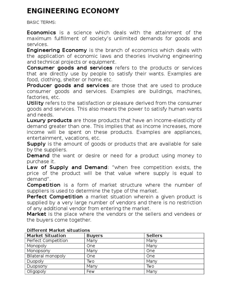 Engineering Economy: Basic Terms | PDF | Interest | Demand