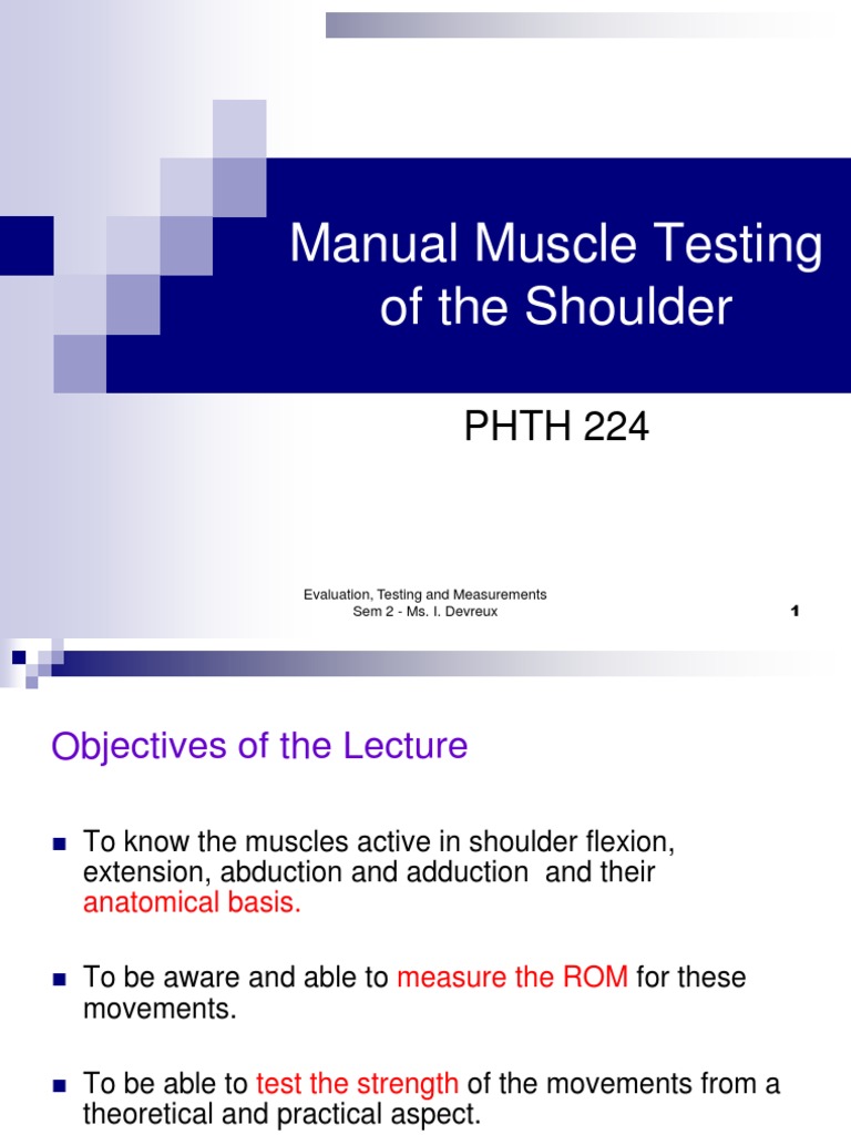 Manual Muscle Testing of The Shoulder: PHTH 224 | Download Free PDF ...