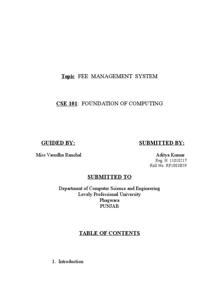 Fees Management System | Download Free PDF | System | Software