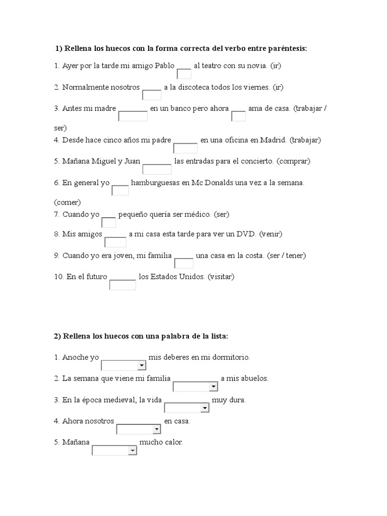 Repaso Tiempos Verbales | PDF