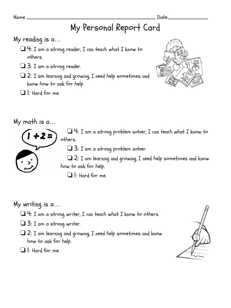 My Personal Report Card | PDF | Self-Improvement
