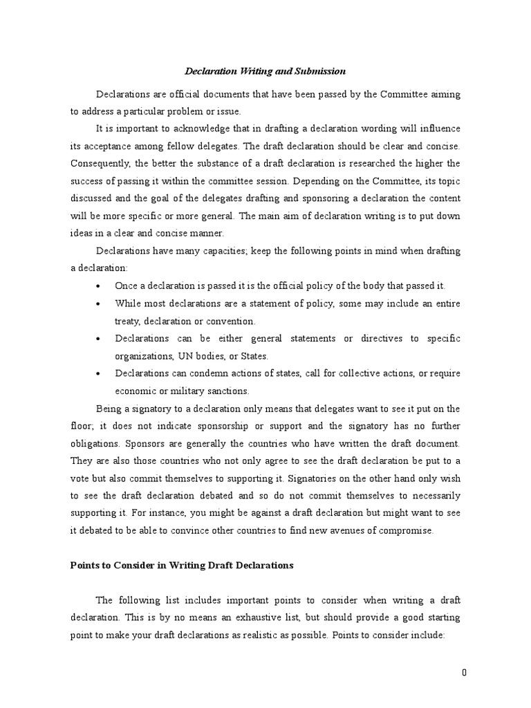 Guide For Declaration Writing | PDF | Government | Social Institutions