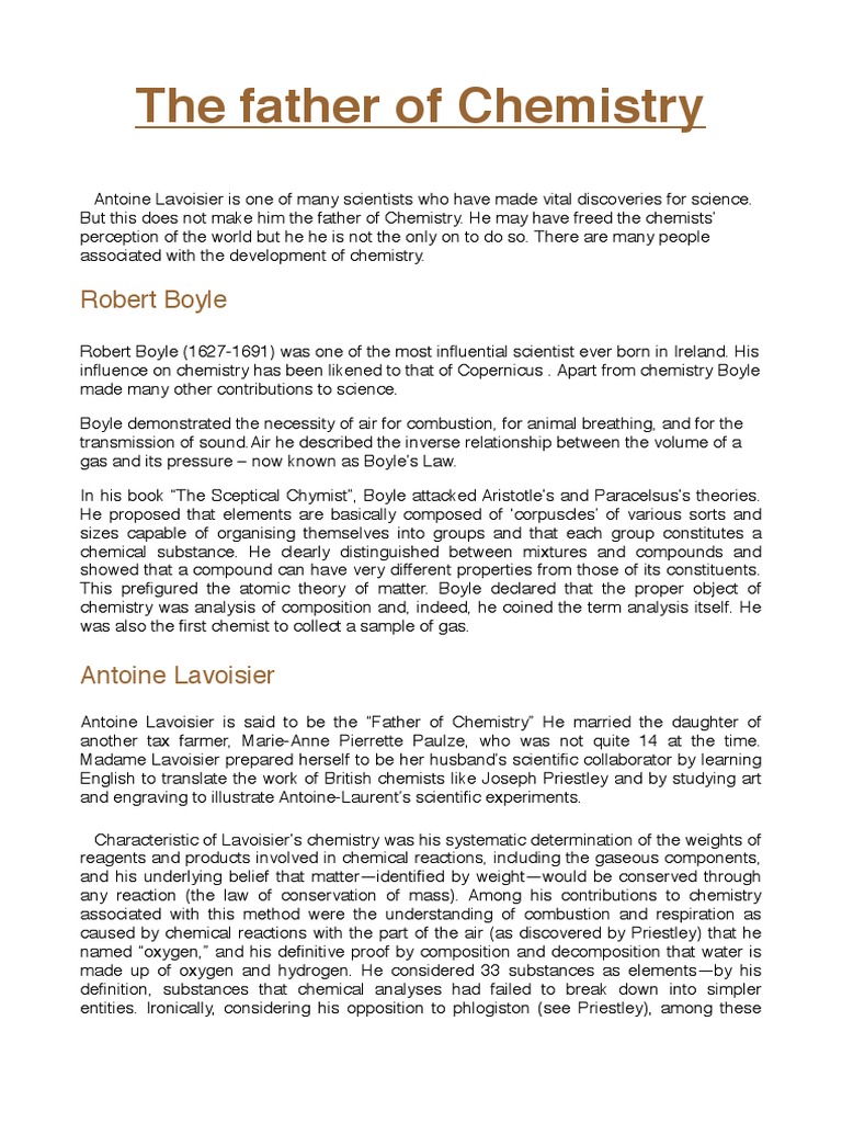 The Father of Chemistry | PDF | Chemistry | Epistemology