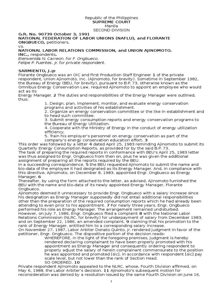Naflu Vs NLRC GR No 90729 | PDF | Jurisprudence | Employment