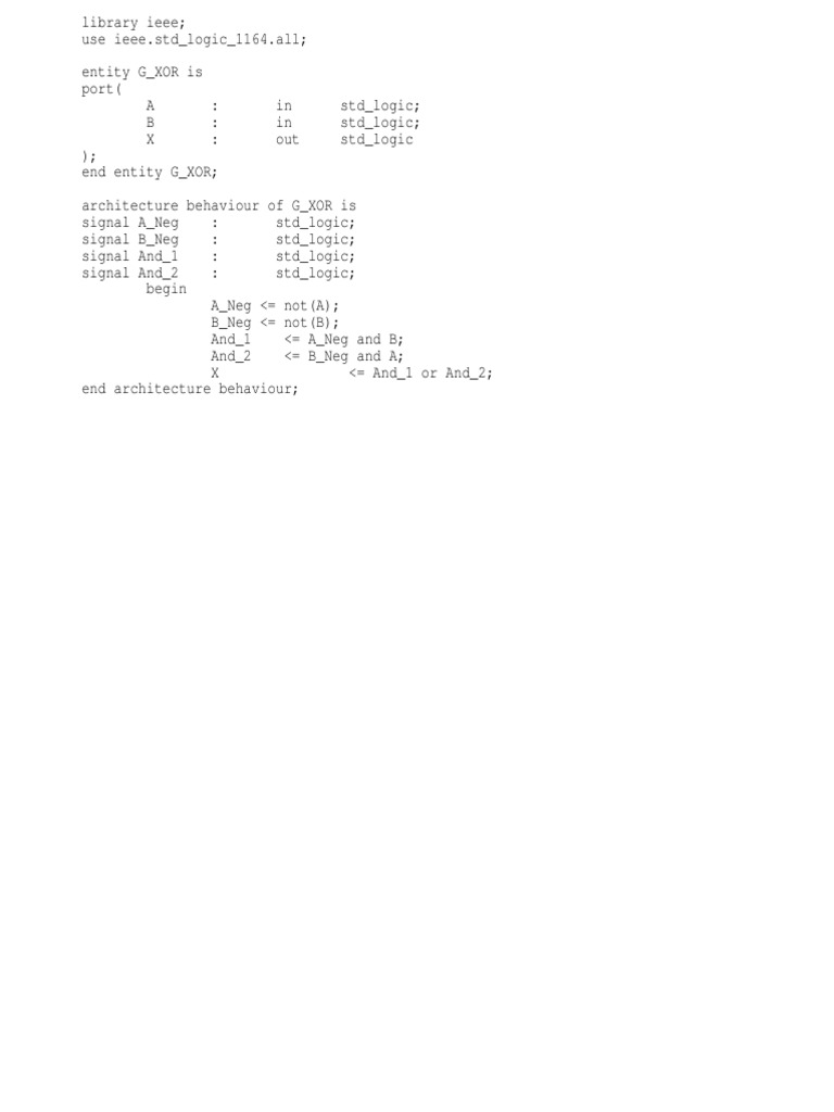 VHDL XOR Gate Design | PDF | Areas Of Computer Science | Software ...