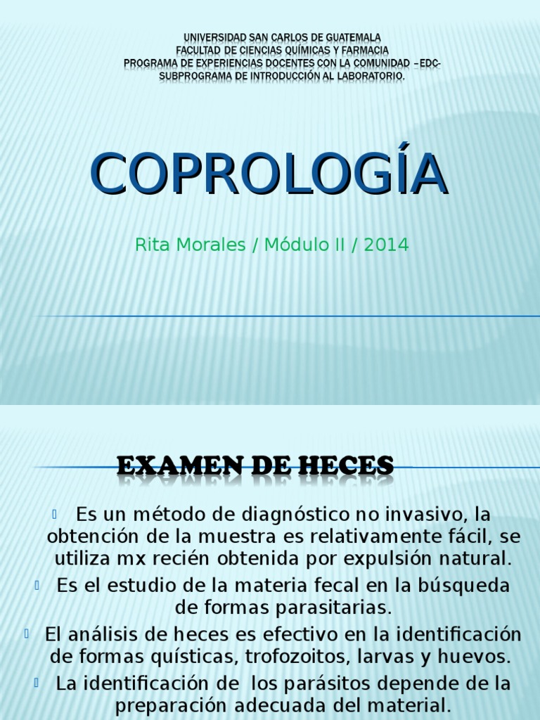 Examen y análisis en coprología | PDF | Heces | Biología