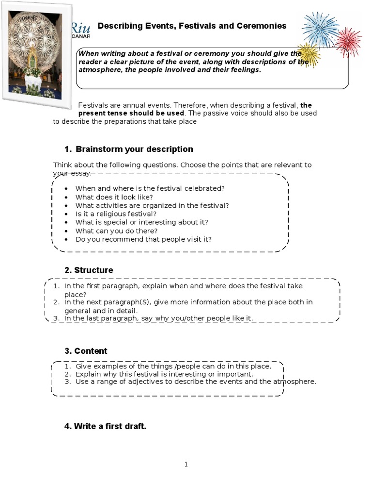 Describing Events, Festivals and Ceremonies | PDF | Thanksgiving Dinner ...