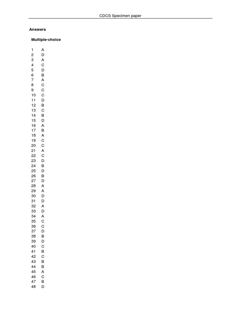 Answers Multiple-Choice: CDCS Specimen Paper | PDF | Technology & Engineering