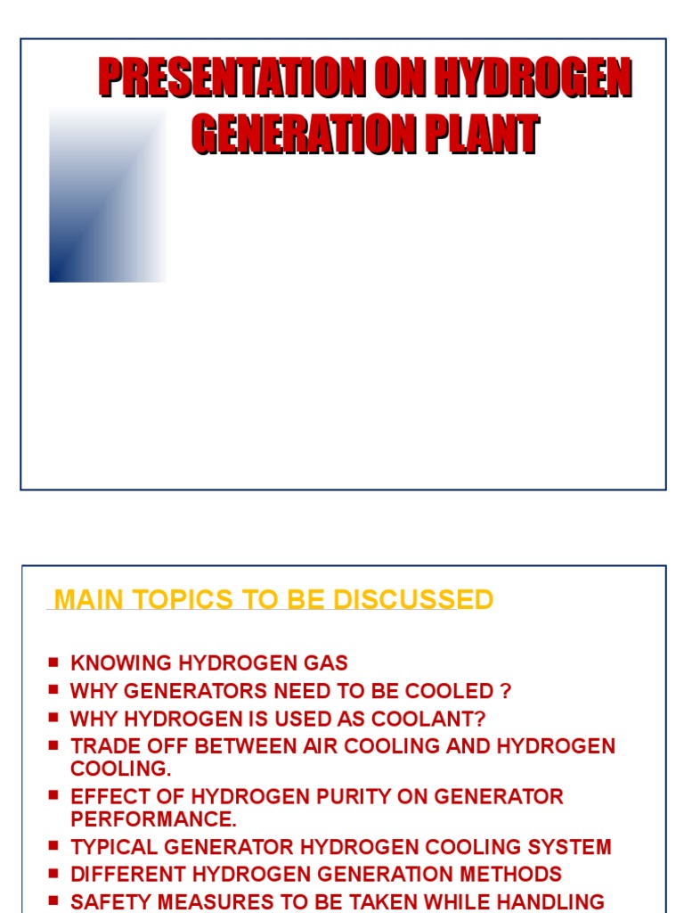 Presentation of h2 Generation Plant | PDF | Hydrogen | Materials