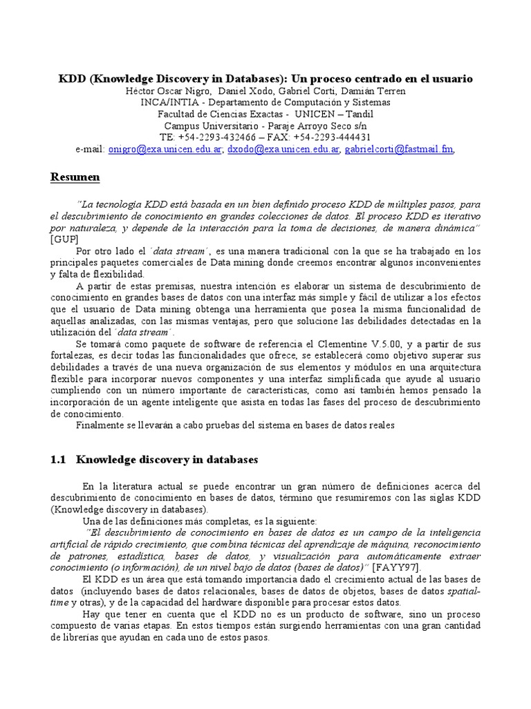 KDD Process | PDF | Bases de datos | Algoritmos