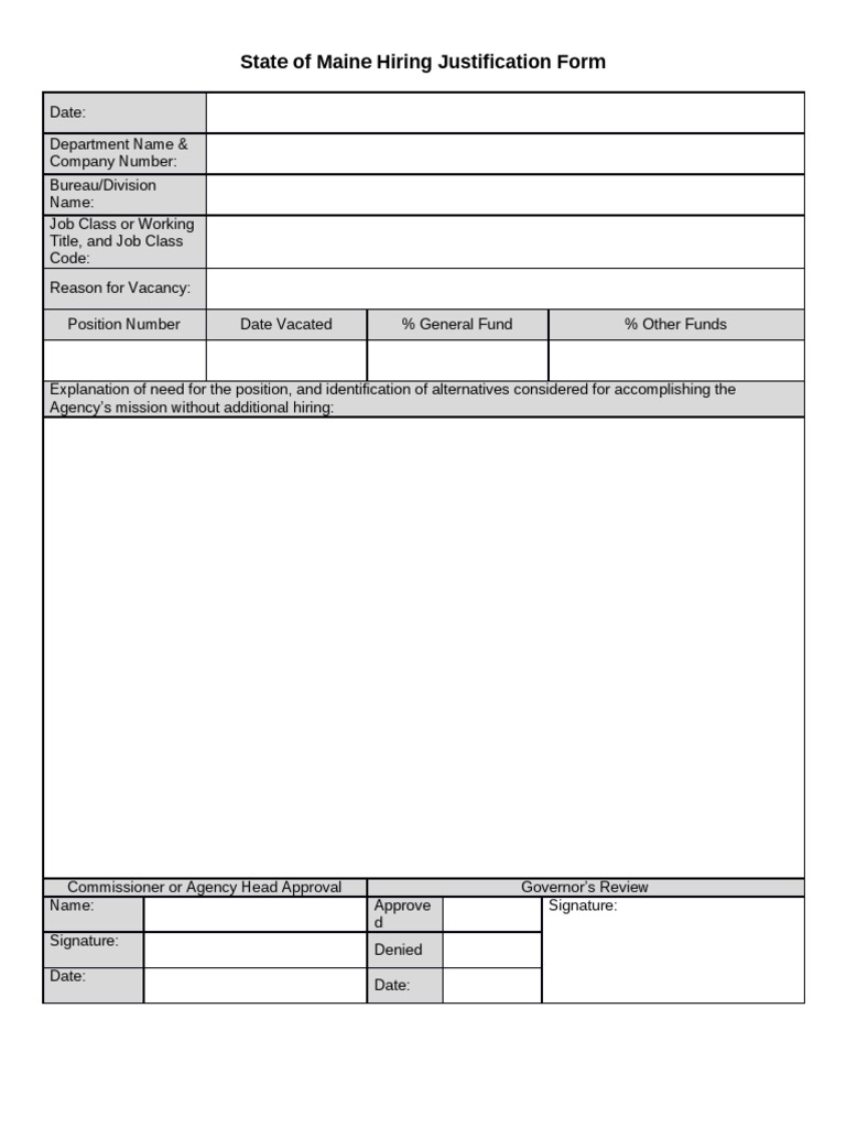 Maine Hiring Justification Form | PDF | Finance & Money Management