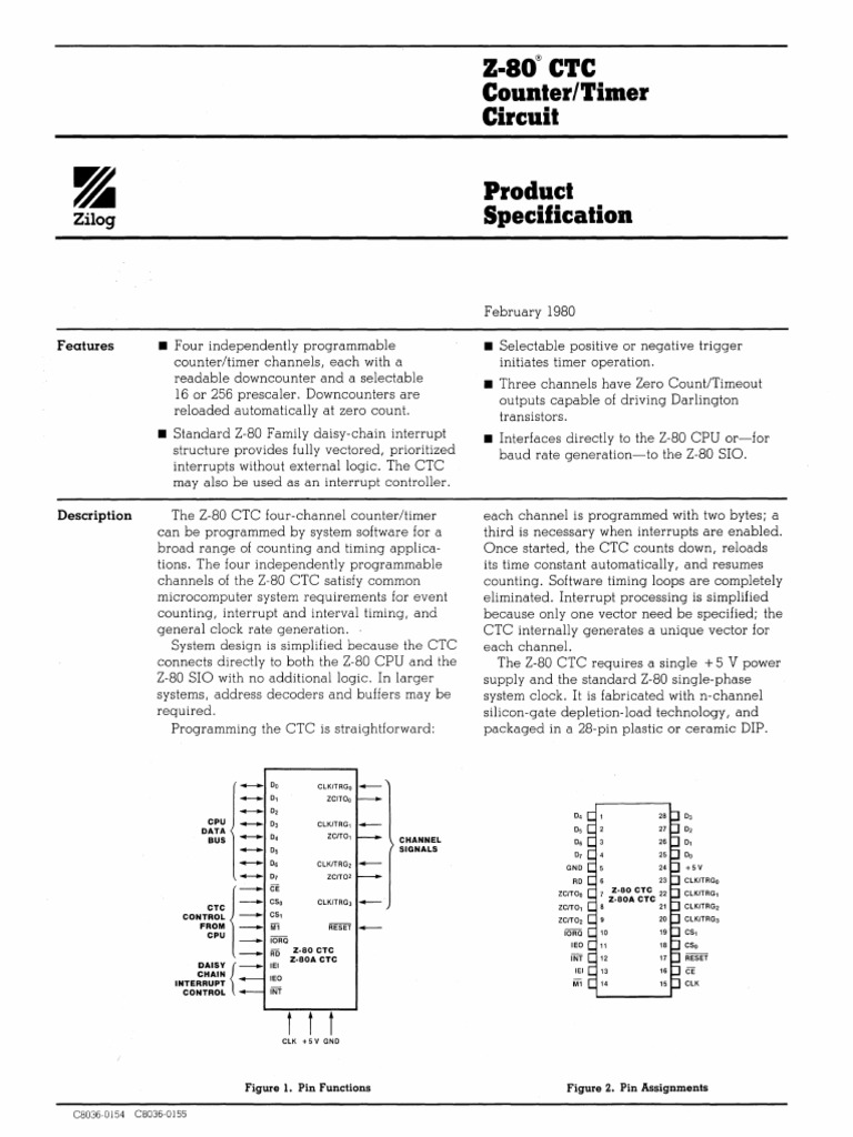 Z-80 Counter/Timer Circuit Specification | PDF | Input/Output | Central ...