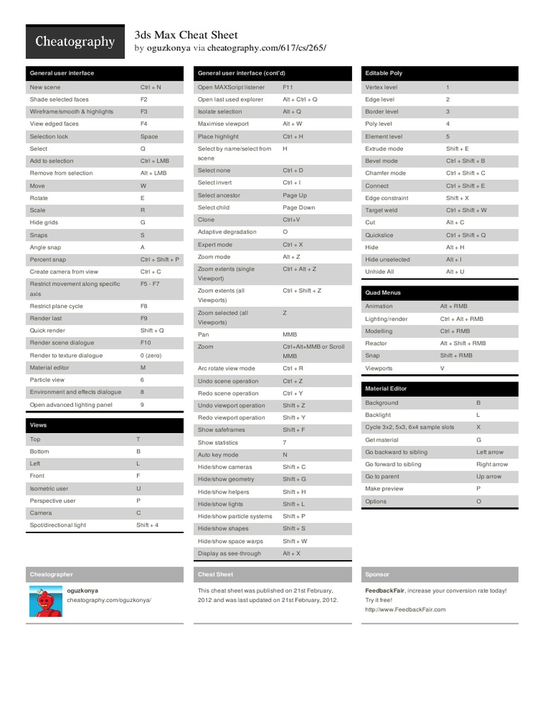 3DSmax Cheat Sheet | PDF | Computer Graphics | Computing And ...