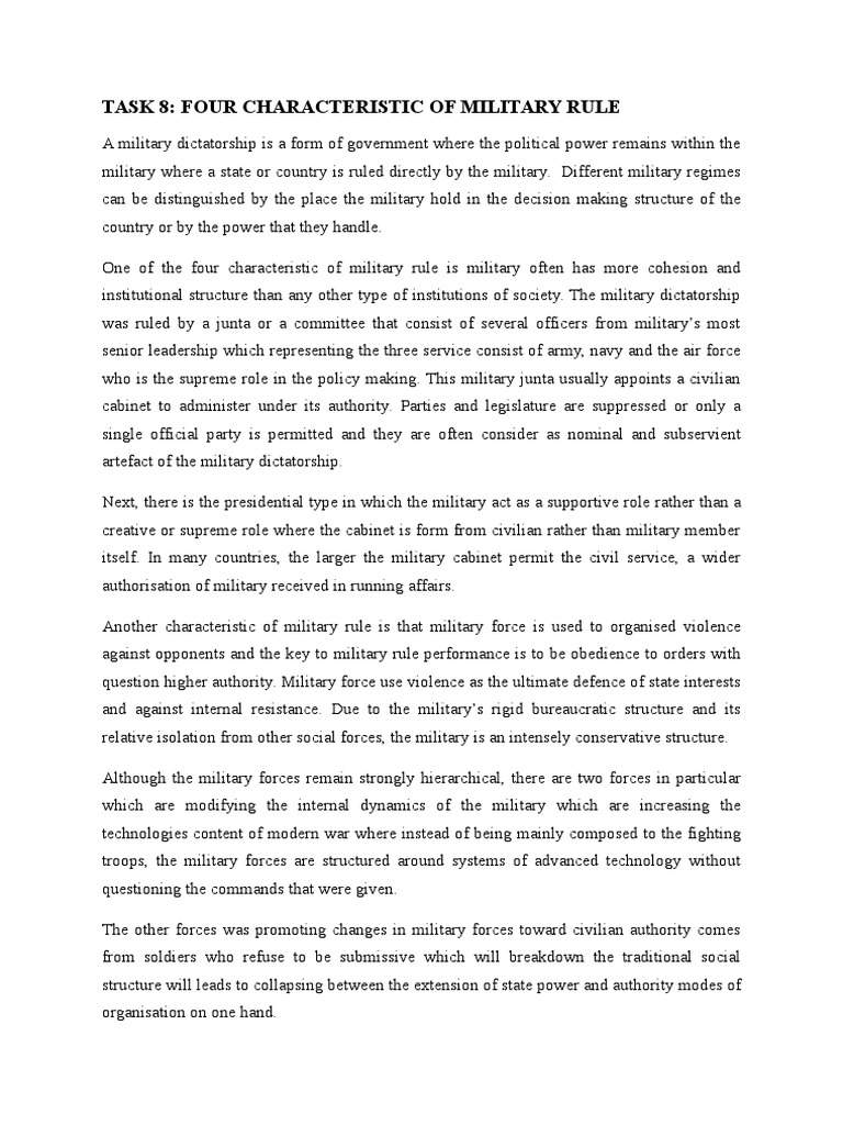Characteristics of Military Rule | PDF | Military | Dictatorship