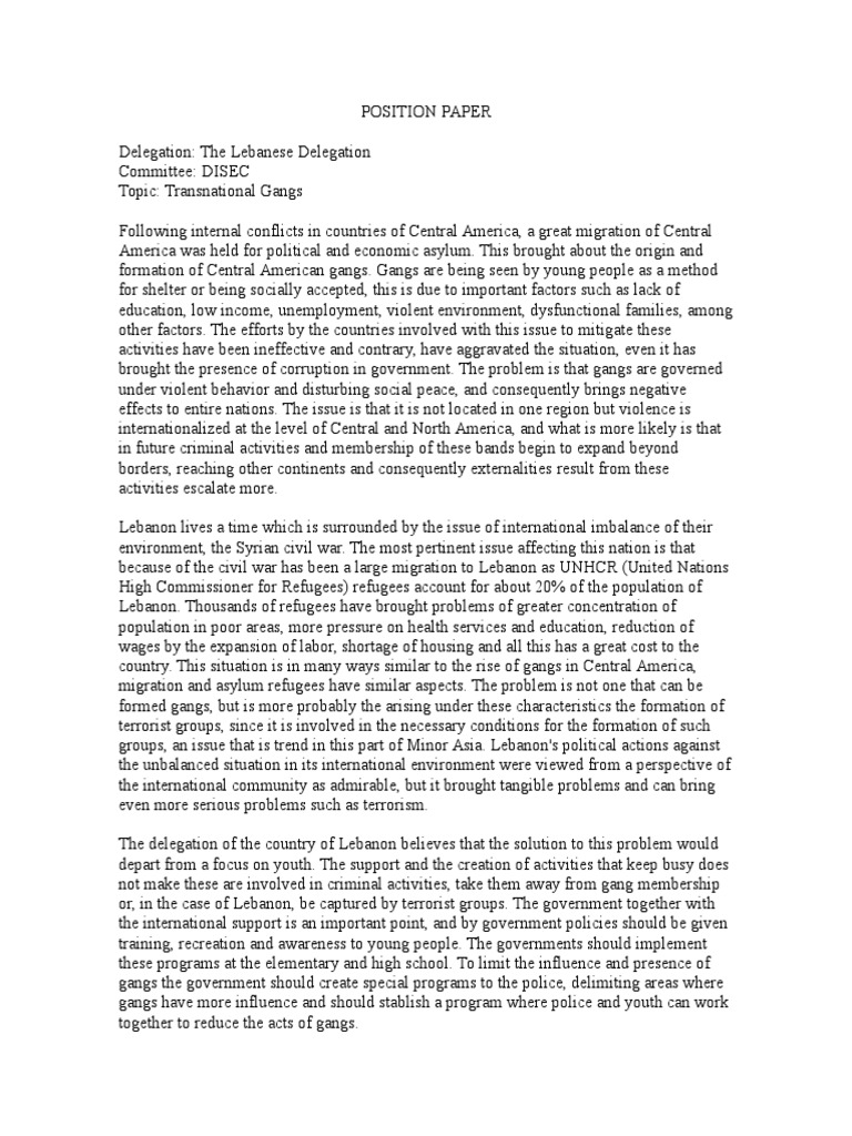Addressing Transnational Gang Issues | PDF | Refugee | Lebanon