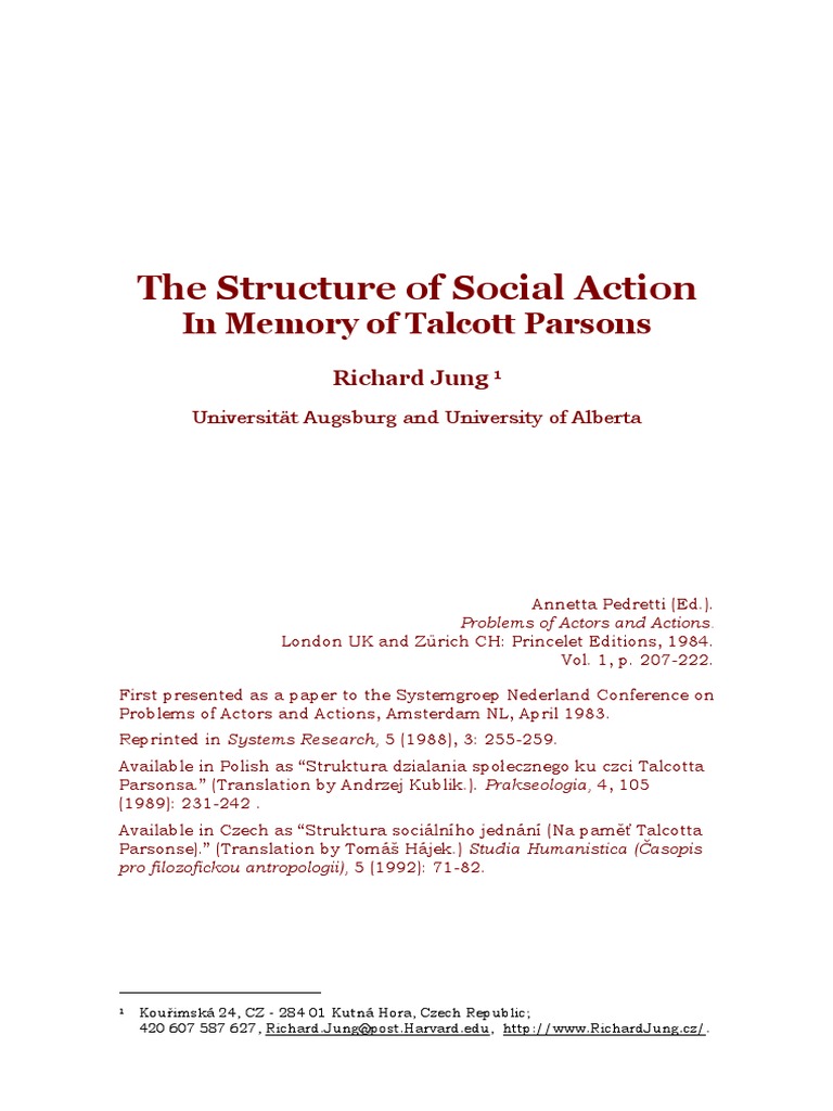Jung - The Structure of Social Action | PDF | Max Weber | Sociology