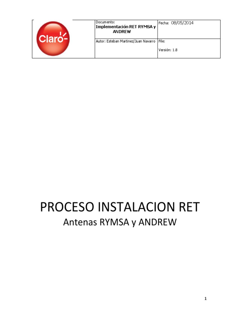 Instalación RET Antenas RYMSA - V1 8 | PDF | 3 G | Antena (Radio)