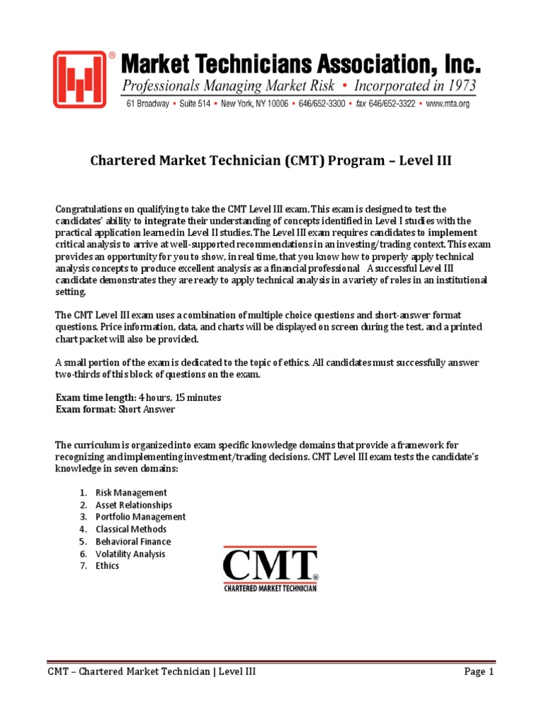 Chartered Market Technician (CMT) Program - Level III: Exam Time Length ...