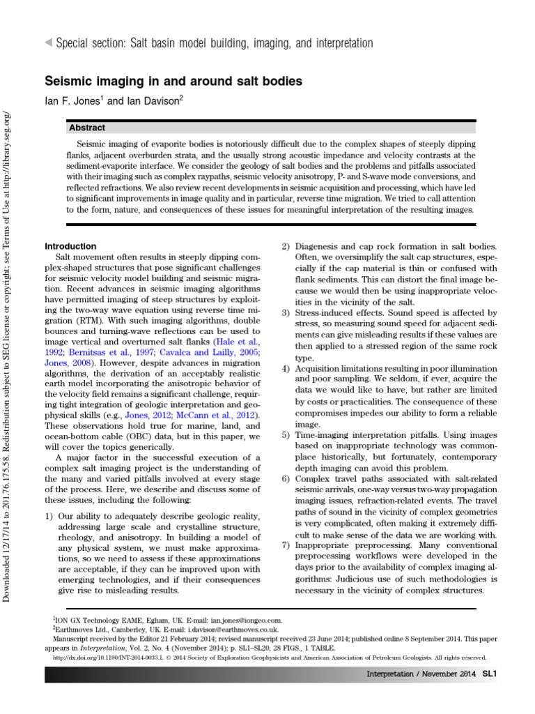 Seismic Imaging in and Around Salt Bodies | PDF | Reflection Seismology ...
