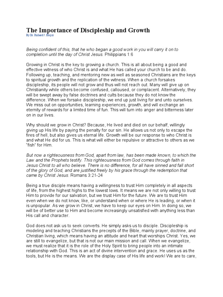 The Importance of Discipleship and Growth | PDF | Disciple ...