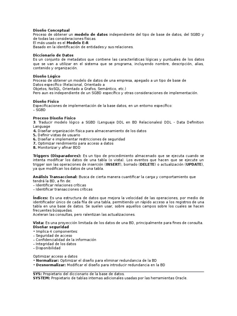 Resumen BD | PDF | Bases de datos | Tabla (base de datos)