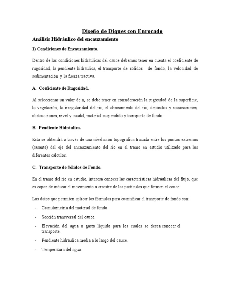 Diseño de Diques con Enrocado | PDF | Sedimentación | Movimiento (física)