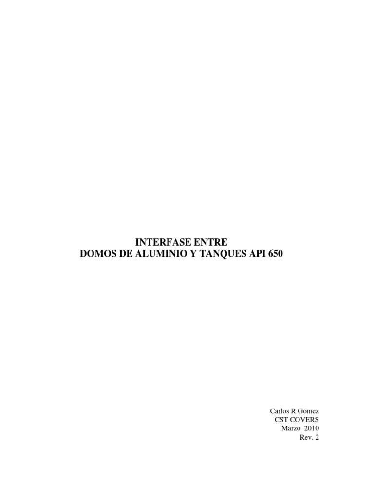 Interfase Domo de Aluminio y Tanques API 650 | PDF | Aluminio | Tanques