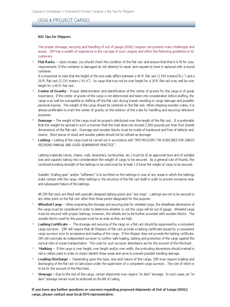 Oversized & Project Cargo | Download Free PDF | Cargo | Freight Transport