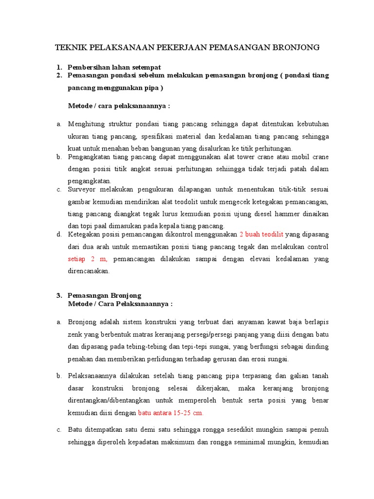 Teknik Pemasangan Bronjong yang Benar | PDF
