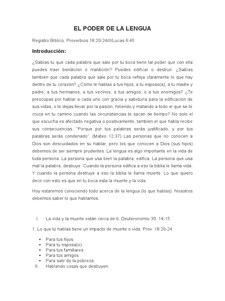 El Poder de La Lengua | PDF | Ira | Verdad