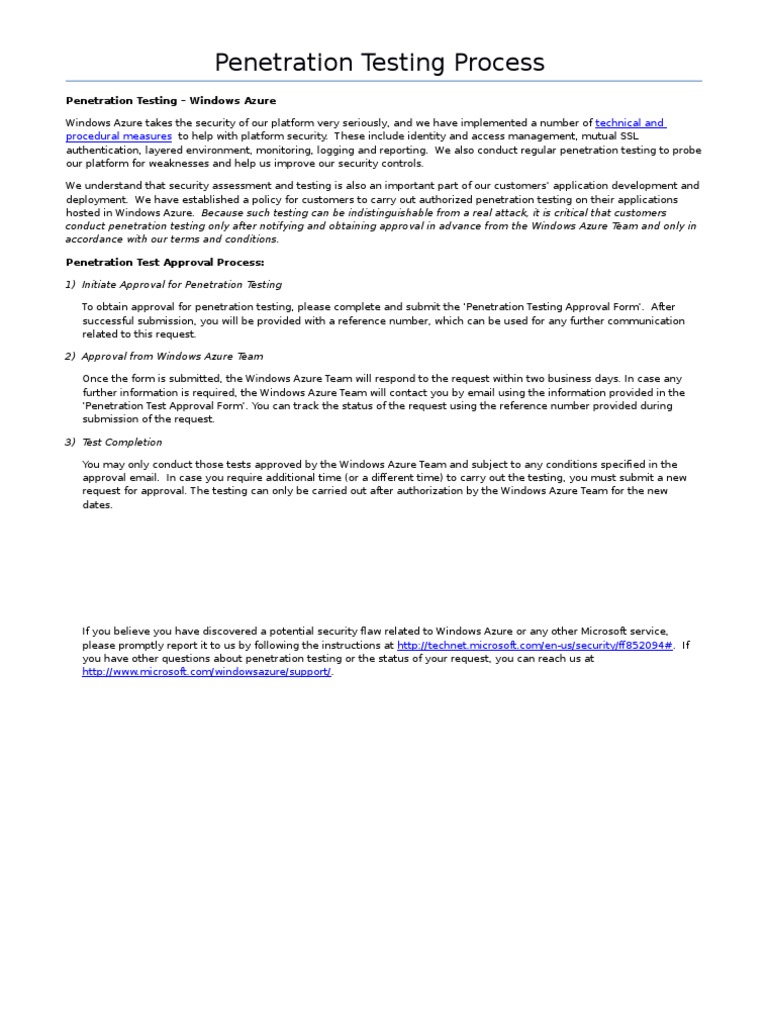 Azure Penetration Testing Approval Guide | PDF
