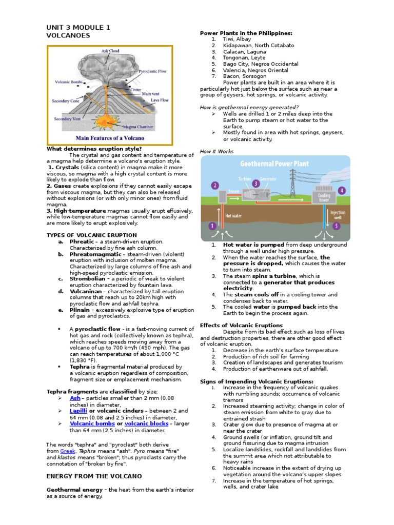 Unit 3 Module 1 Volcano Hand-Out | PDF | Volcano | Types Of Volcanic ...