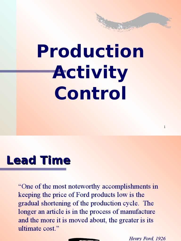 Production Activity Control | Scheduling (Computing) | Production And ...