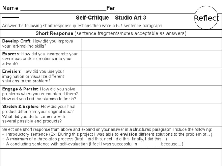 Studio Art Self-Critique Guide | PDF
