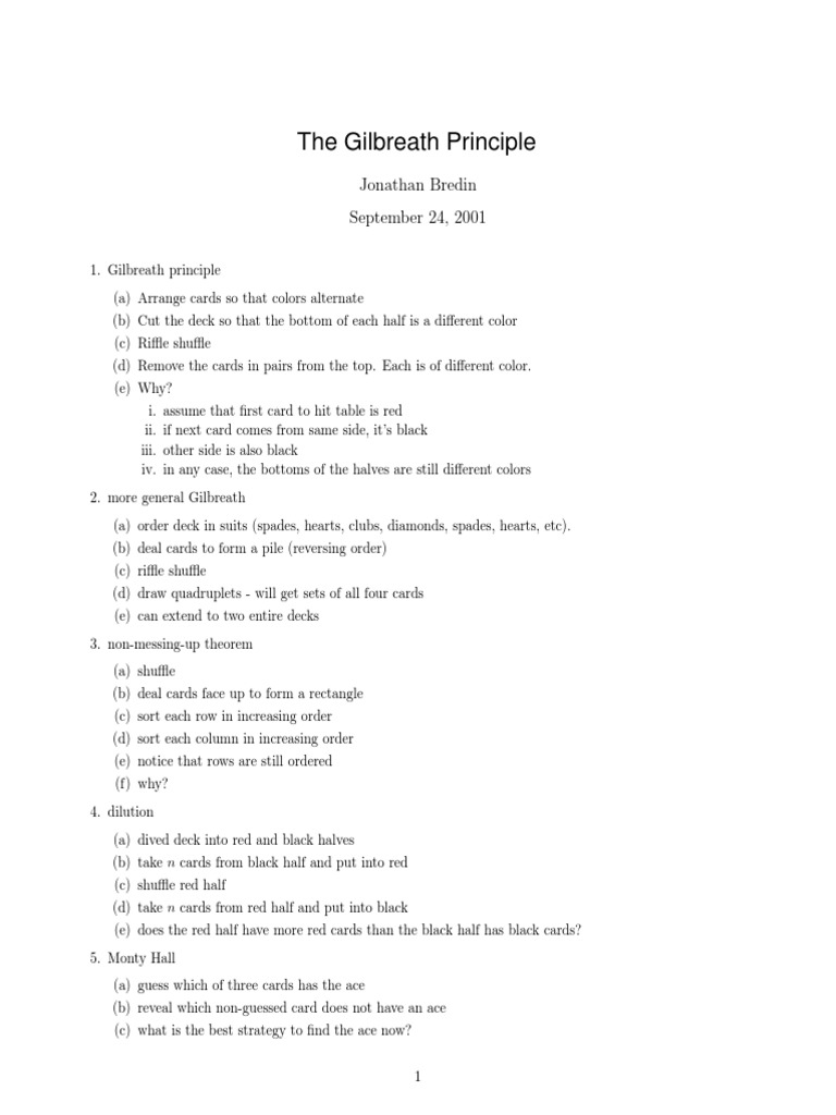 Gilbreath Principle | PDF | Playing Cards | Ephemera