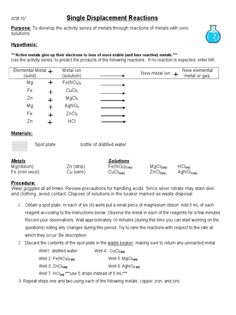 Activity Series Lab | PDF | Chemical Reactions | Redox