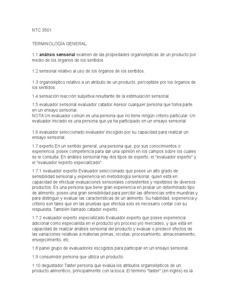 NTC 3501 | PDF | Sabor | Gusto